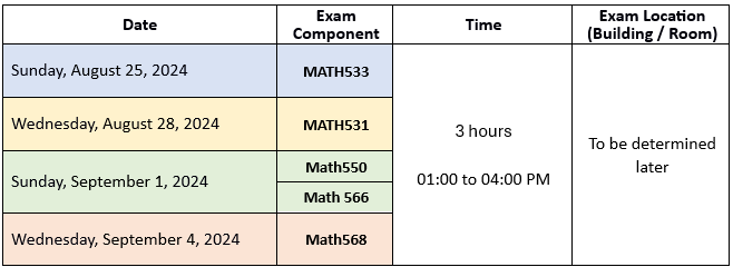 Exam Schedule